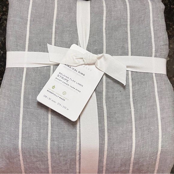 Bedding | Pottery Barn Linen Kingcal King Striped Duvet Cover | Poshmark